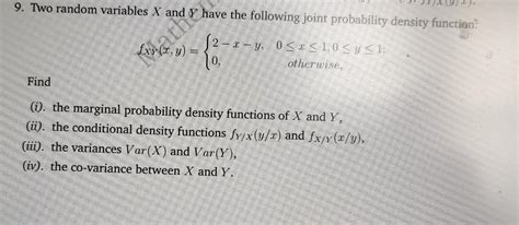 Solved Two Random Variables X And Y Have The Following Chegg