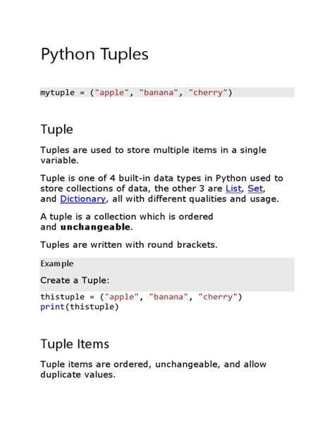 Python Tuples Pdf Data Type Boolean Data Type