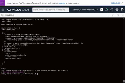 How To Connect To Your Free Autonomous Database Using A Polyglot Nodejs From Cloud Shell By