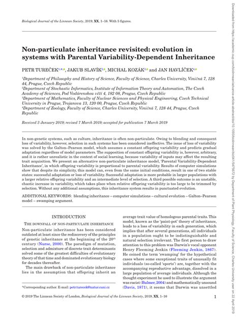 Pdf Non Particulate Inheritance Revisited Evolution In Systems With