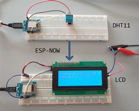 ESP With DHT Sensor And LCD Via ESP NOW EdgeMicroTech