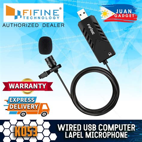 Fifine K053 USB Lavalier Lapel Microphone Clip-on Cardioid Condenser ...