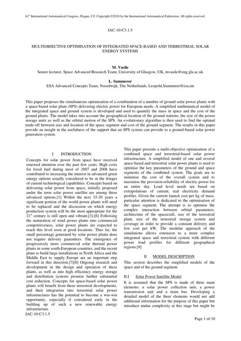 Pdf Multiobjective Optimisation Of Integrated Space Based And
