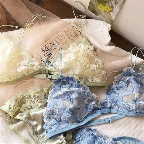 Frauen Sexy Dreieck Tasse Dessous Franz Sisch Ultra D Nne Spitze Blumen Stickerei Bh Set Junges