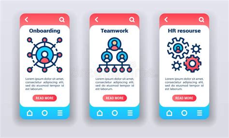 Human Resource On Mobile App Onboarding Screens Ui Ux Gui Template Stock Vector Illustration