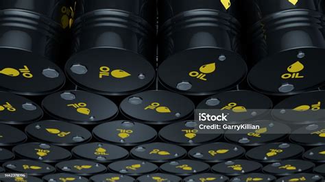 검은 기름 또는 석유 배럴의 벽 휘발유 또는 원유 용기 연료 산업 3d 렌더링 그림 3차원 형태에 대한 스톡 사진 및 기타 이미지 3차원 형태 가솔린 개체 그룹