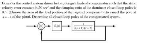 solved consider the control system shown below design a lag lead