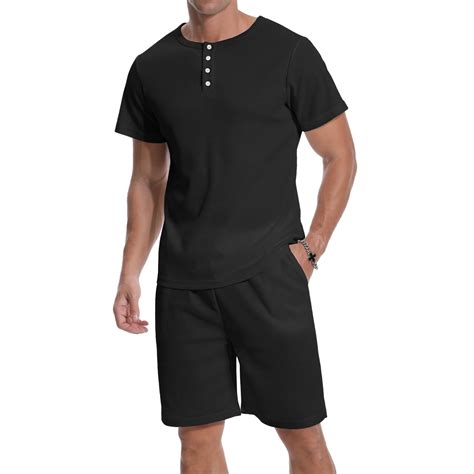 Aiyino Mens 2 Pieces Short Sleeveshorts Summer Outfits Mens Tracksuit