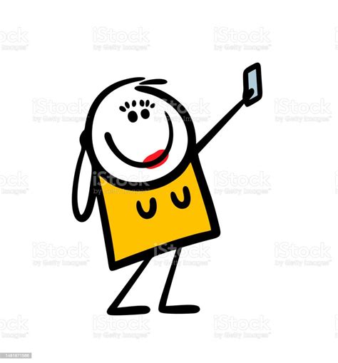 밝은 화장과 입술에 빨간 립스틱을 바른 뷰티 여성 블로거가 스마트폰으로 셀카를 찍는다 감정에 대한 스톡 벡터 아트 및 기타 이미지 감정 긍정적인 감정 표현 낙서