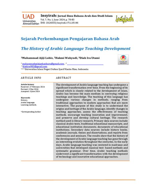 Sejarah Perkembangan Pengajaran Bahasa Arab | PDF