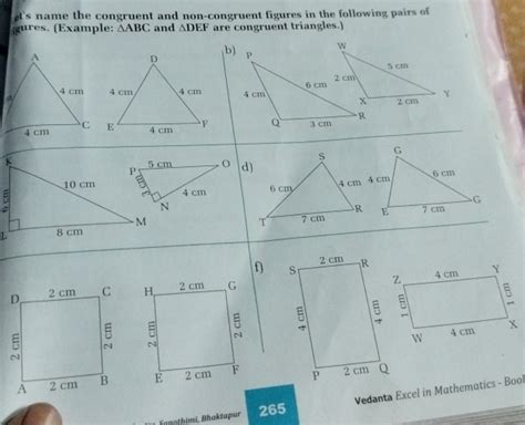 Ofs Name The Congruent And Non Congruent Figures In The Following Pairs