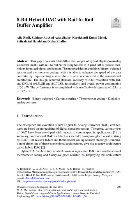 Pdf 8 Bit Hybrid Dac With Rail To Rail Buffer Amplifier