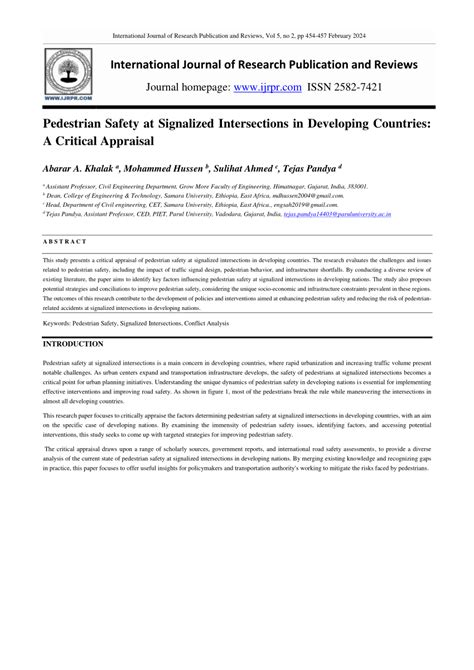 Pdf Pedestrian Safety At Signalized Intersections In Developing