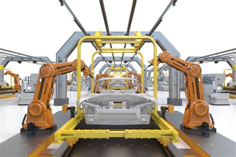 Automation Automobile Factory With Robot Assembly Line Manufacture Ev