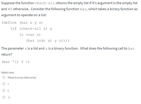Solved Suppose The Function Check Nil Returns The Empty List Chegg