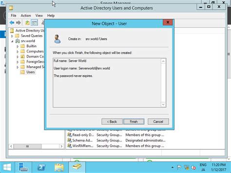 Windows Server 2012 R2 Active Directory Add User Accounts Server