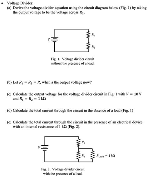 solved voltage divider derive the voltage divider equation using the