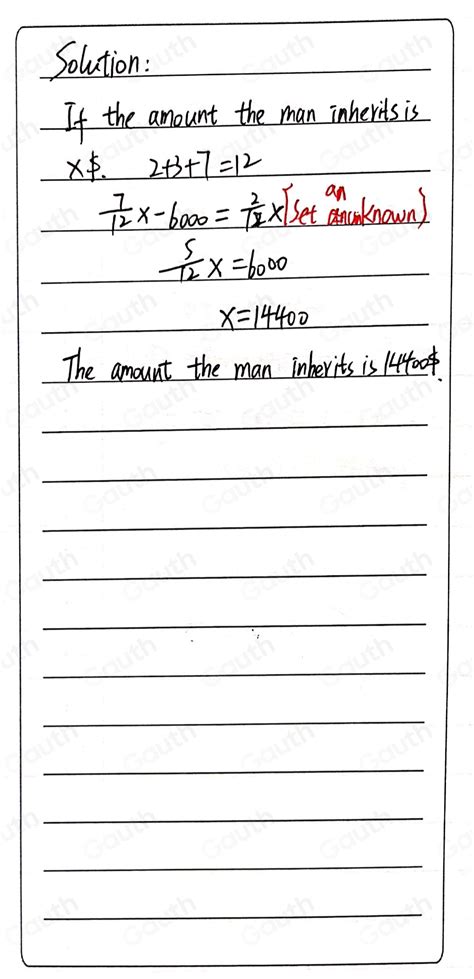 Solved A Man Receives An Inheritance He Divides The Inheritance