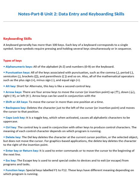 Class 9 Keyboarding Skills Overview Pdf Computer Keyboard Text