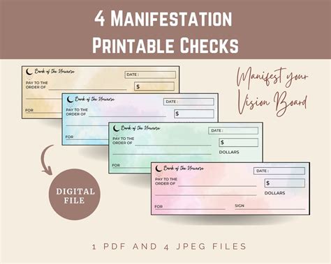 printable manifest checks manifestation checks law of attraction checks