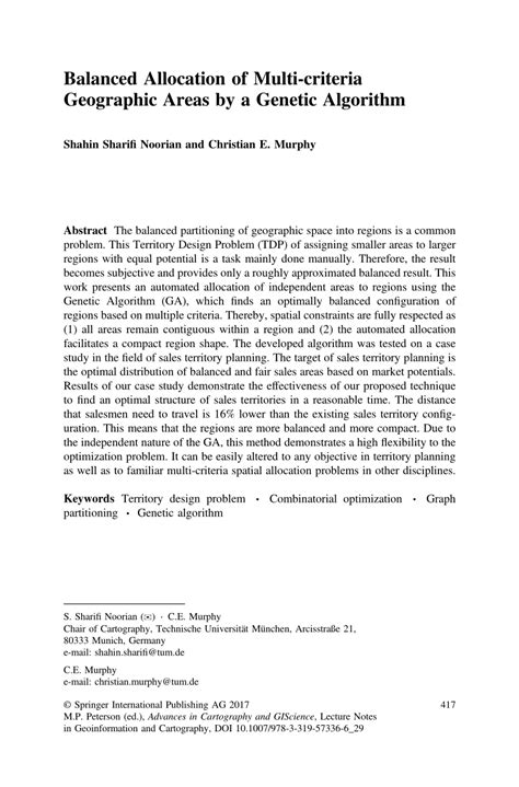 Pdf Balanced Allocation Of Multi Criteria Geographic Areas By A