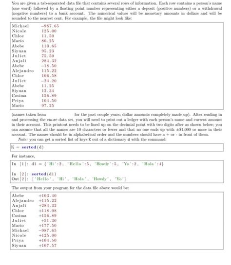 Solved You Are Given A Tab Separated Data File That Contains