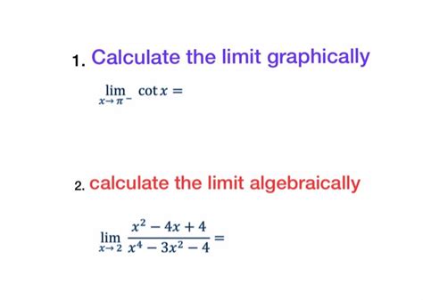 Solved 1 Calculate The Limit Graphically Lim Cot X X T Chegg Com