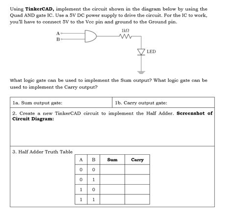 Solved Using Tinkercad Implement The Circuit Shown In The Diagram Below Course Hero
