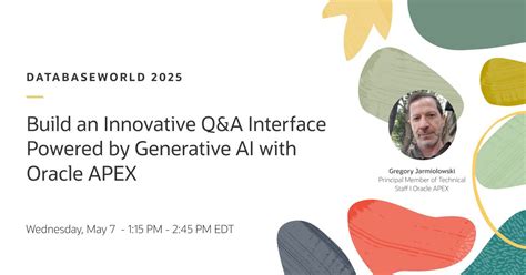 Oracle Apex 🚀 Are You Attending Oracle Databaseworld Facebook