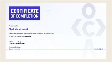 Shaik Abdul Wahids Certification For Learn The Basics Of Web