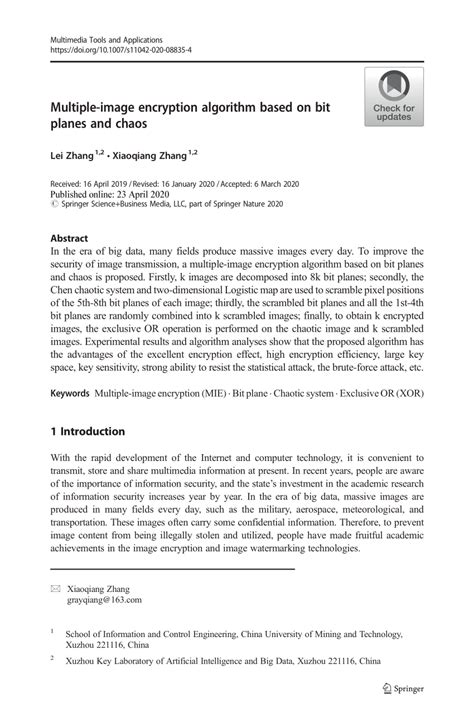 Pdf Multiple Image Encryption Algorithm Based On Bit Planes And Chaos