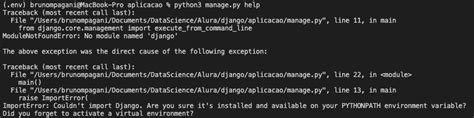 minha solução problemas com manage py e importerror couldn t import