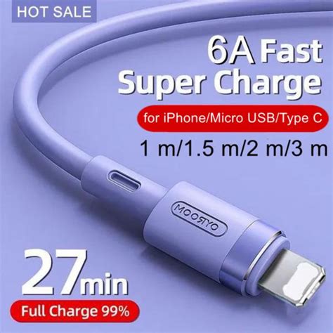 New Silicone Usb Cable Micro Usb Cable 6a Type C Cable Quick Charge 3 0 Cable Fast Charging Usb