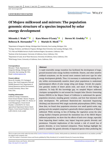 Pdf Of Mojave Milkweed And Mirrors The Population Genomic Structure Of A Species Impacted By