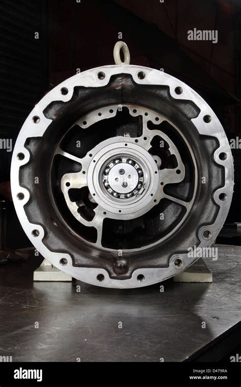An Industrial Compressor During Assembly Showing A Cross Section Of The