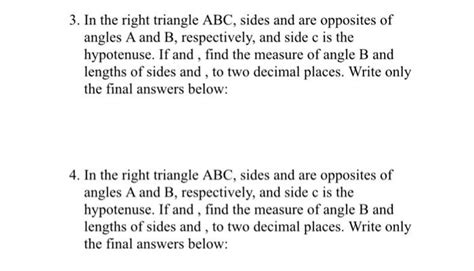 3 In The Right Triangle Abc Sides And Are Opposites