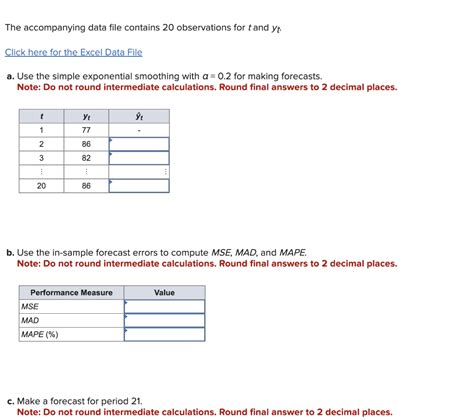 Solved a Use the simple exponential smoothing with α Chegg