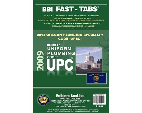 2014 Oregon Plumbing Specialty Code Fast Tabs Builders Book Inc