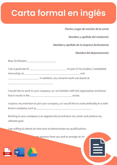 Carta Formal En Ingl S Descargar Formato Drive Word Pdf
