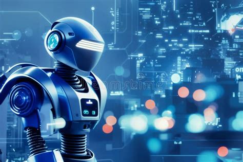 Futuristic Robot Scenarios Artificial Intelligence Concepts Stock Illustration Illustration