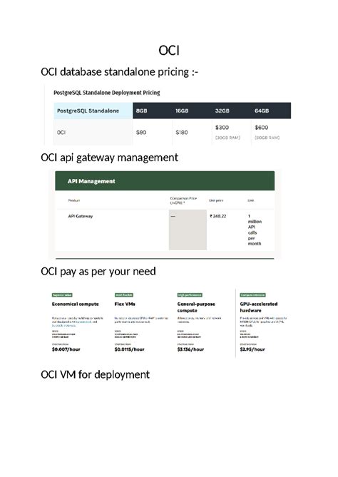 Oci Pricing Bachelor Of Engineering Oci Oci Database Standalone Pricing Oci Api Gateway