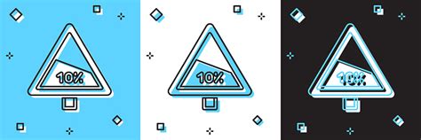 가파른 상승 및 가파른 하강 경고 도로 아이콘을 파란색과 흰색 검은색 배경에 분리하여 설정합니다 교통 규칙과 안전 운전 벡터 가파른에 대한 스톡 벡터 아트 및 기타 이미지