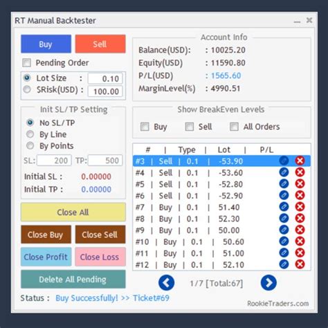 Rt Manual Backtester Buy Trading Utility For Metatrader 4