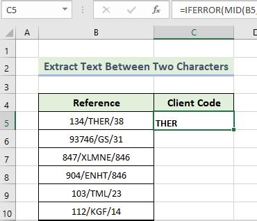 Excel Extracts Text From String Between Characters Steps