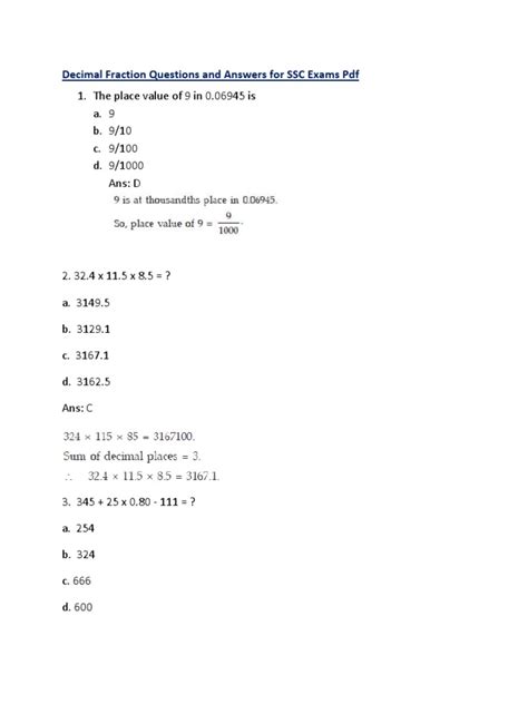 Decimal Fraction Aptitude Questions Pdf