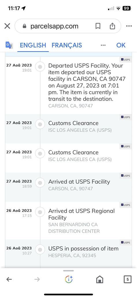 Usps Priority Mail Express International Package Stuck In Carson Ca R