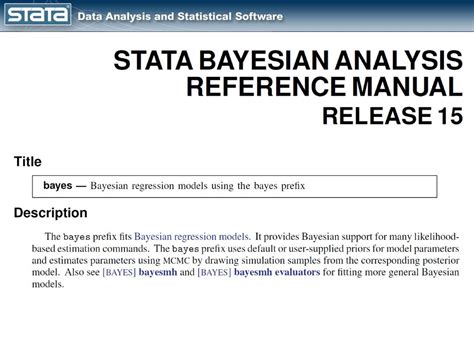 Introduction To The Bayes Prefix In Stata Ppt Download