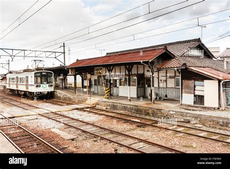 One Carriage Train Of The Ōmi Tetsudō Japanese Private Railway At Rural