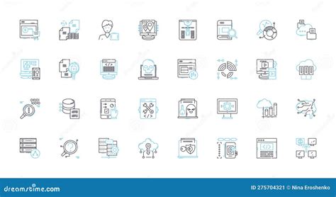 Software Computing Linear Icons Set Algorithm API Application