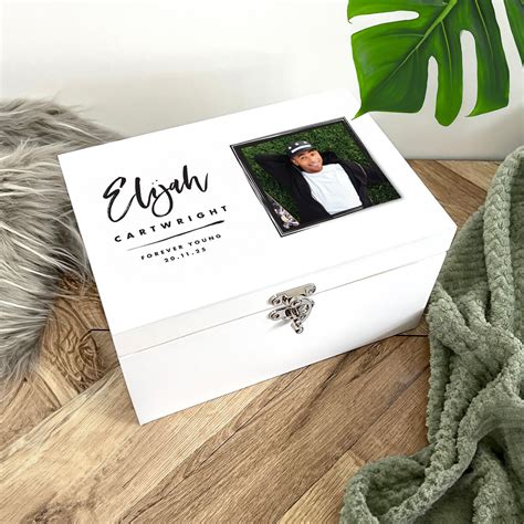 Personalised Modern Any Occasion Square Photo White Memory Box 3 Siz